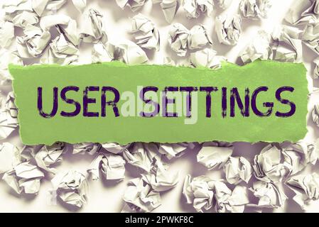 Writing displaying text User Settings, Word Written on Configuration of appearance Operating ...