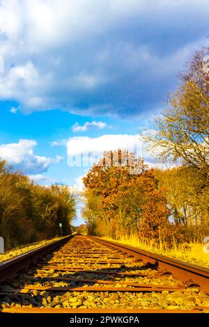 Train tracks through nature to infinity in Loxstedt Cuxhaven Lower ...