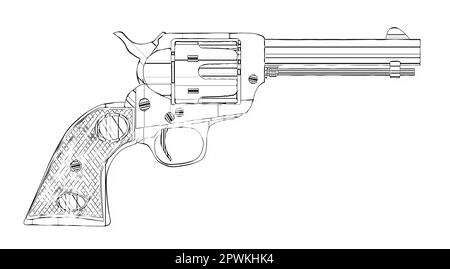 Sketch of a six gun isolated over a white background Stock Photo - Alamy
