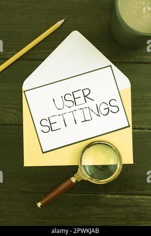 Writing displaying text User Settings, Concept meaning Configuration of appearance Operating ...