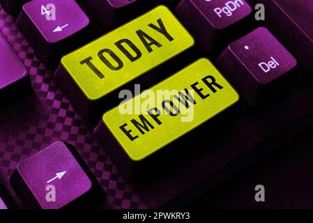 Text caption presenting Empower. Word Written on to give power or ...