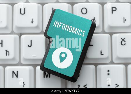 Text caption presenting Infonomics, Internet Concept visual image used ...