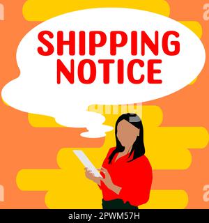 Text caption presenting Shipping Notice. Word for ships considered ...