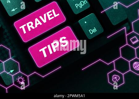 Text showing inspiration Travel Tips. Business concept Recommendations ...