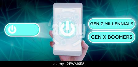 Conceptual caption Gen Z Millennials Gen X Boomers, Word for ...