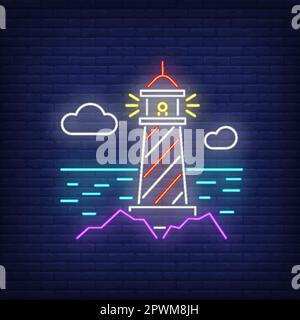 Lighthouse Neon Sign Stock Vector Image & Art - Alamy