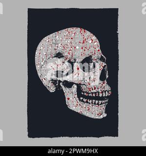 Bloody skull and bone poster design with gritty texture. Editable ...