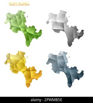 Polygonal map of Koh Rong. Geometric illustration of the island in ...