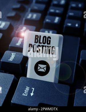 Hand writing sign Blog Posting. Concept meaning regular record of ...