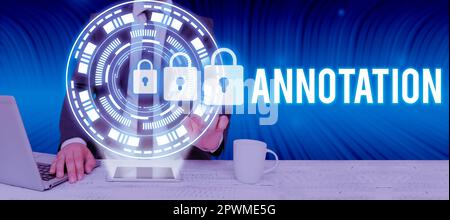 Text sign showing Annotation. Conceptual photo note added by way of ...