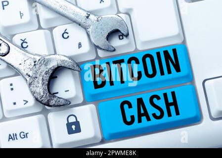 Text sign showing Bitcoin Cash. Business concept Type of cryptocurrency ...