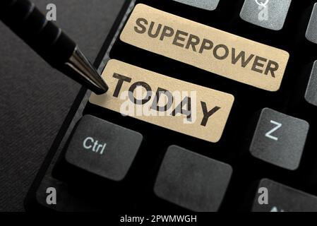 Conceptual caption Superpower. Concept meaning a power or ability of a ...