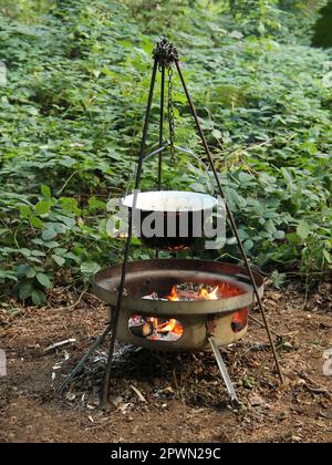 pot over fire on the nature Stock Photo - Alamy