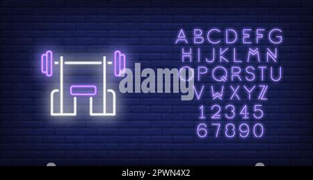 Bench with barbell neon sign Stock Vector Image & Art - Alamy