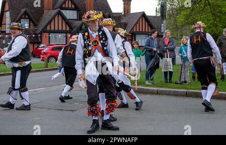 Aldbury village, UK 1st May 2023. A Mayday tradition.Morris dancers ...
