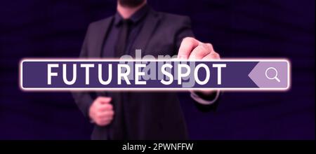 Sign displaying Future Spot, Word for refers to an action that will ...
