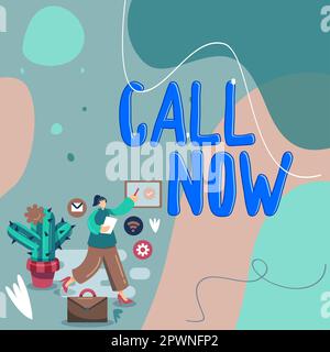 Hand writing sign Call Now. Business showcase To immediately contact a ...