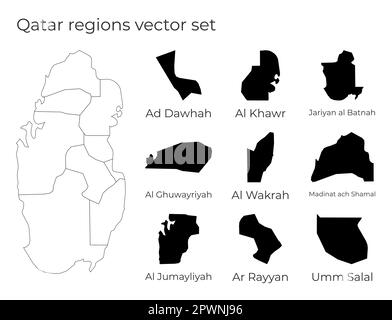 Qatar map collection. Borders of Qatar for your infographic. Colored ...