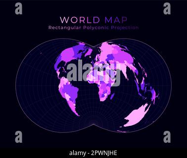 Map of the World. Rectangular (War Office) polyconic projection. Globe ...