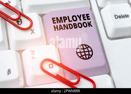 Text sign showing Employee Handbook. Conceptual photo Document that ...