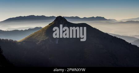 Panoramic view of mount Ausa Gaztelu and the Sierra of Aralar from ...