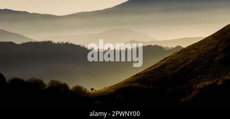 Panoramic view of mount Ausa Gaztelu and the Sierra of Aralar from ...