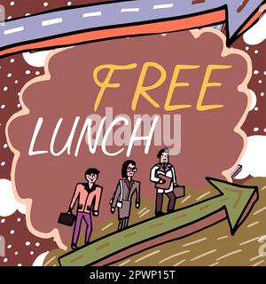 Hand writing sign Free Lunch. Business idea something you get free that ...