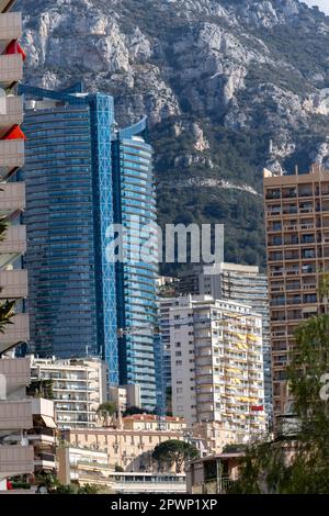La Rousse, Monaco, April 22nd 2023:- A view of the Tour Odeon (Odeon ...