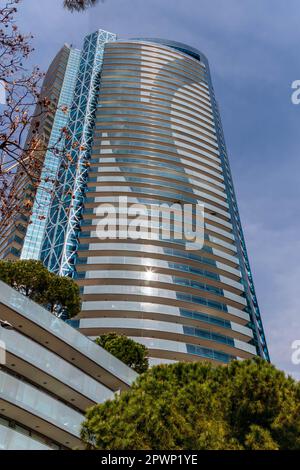 La Rousse, Monaco, April 22nd 2023:- A view of the Tour Odeon (Odeon ...