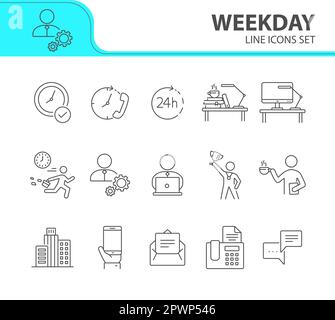 Weekday line icon set Stock Vector Image & Art - Alamy