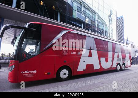EINDHOVEN - The Ajax bus arrives for Dutch Eredivisie match between PSV ...