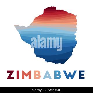 Zimbabwe MAP in Blue, Country Map, Zimbabwe, Border Map, Border line of ...