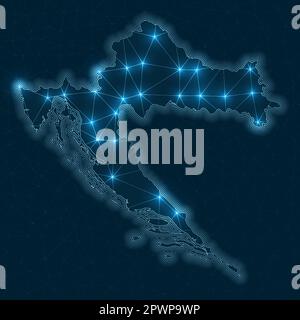 Network map of Croatia. Country digital connections map. Technology ...