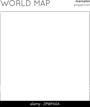 Vector world map. Equirectangular (plate carree) projection. Plain ...