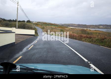 driving along the r263 wild atlantic way road near largy in county ...