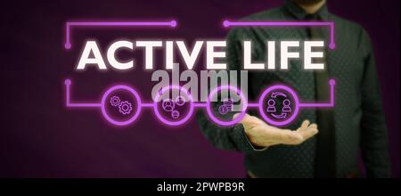 Conceptual display Active Life. Conceptual photo way of life that ...