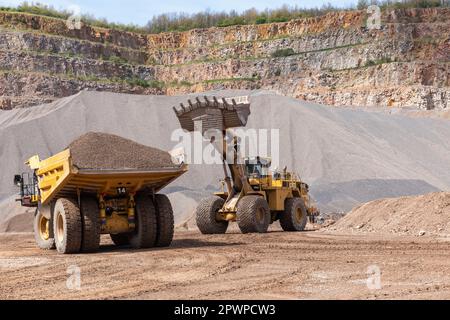 Caterpillar truck and loader working at Whatley Quarry Open Day ...