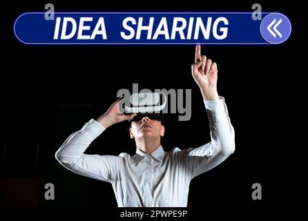 Sign displaying Idea Sharing. Word Written on Startup launch innovation ...