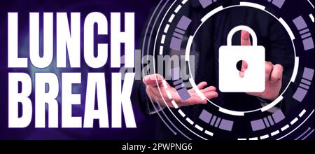 Conceptual caption Lunch Break. Business overview time when a person ...