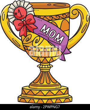Happy Mothers Day Trophy Cartoon Colored Clipart Stock Vector Image ...