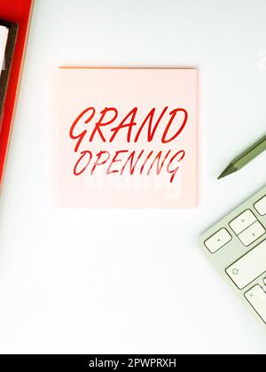 Conceptual display Grand Opening, Business concept Ribbon Cutting New ...