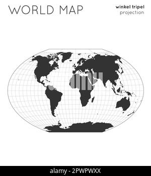 World map. Globe in Winkel Tripel projection, plain style. Outline ...