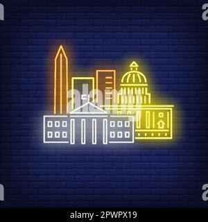 Washington DC buildings neon sign Stock Vector Image & Art - Alamy
