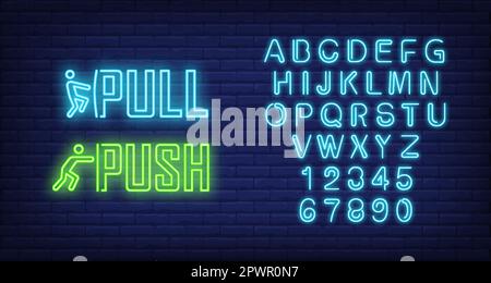 Pull and push neon sign Stock Vector Image & Art - Alamy