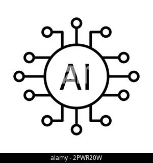 Artificial intelligence AI processor chip vector icon symbol for graphic design, logo, web site ...
