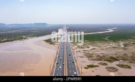 NINGBO, CHINA - MAY 1, 2023 - An aerial photo shows the Hangzhou Bay ...