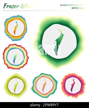 Fraser island island map silhouette region territory, black shape style ...