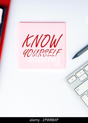 Conceptual caption Know Yourself, Business showcase Find You ...