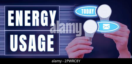 Hand writing sign Energy Usage, Business idea Amount of energy consumed ...