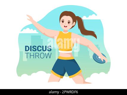 Discus Throw Playing Athletics Illustration with Throwing a Wooden ...